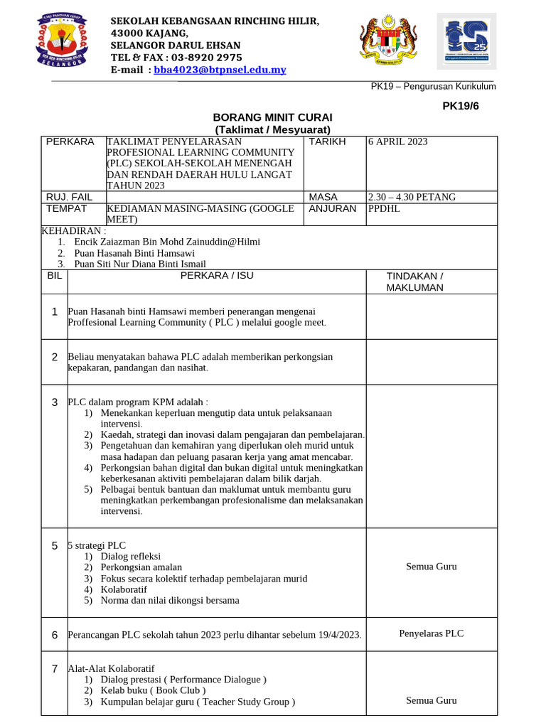 Minit Curai PLC 2023 | PDF