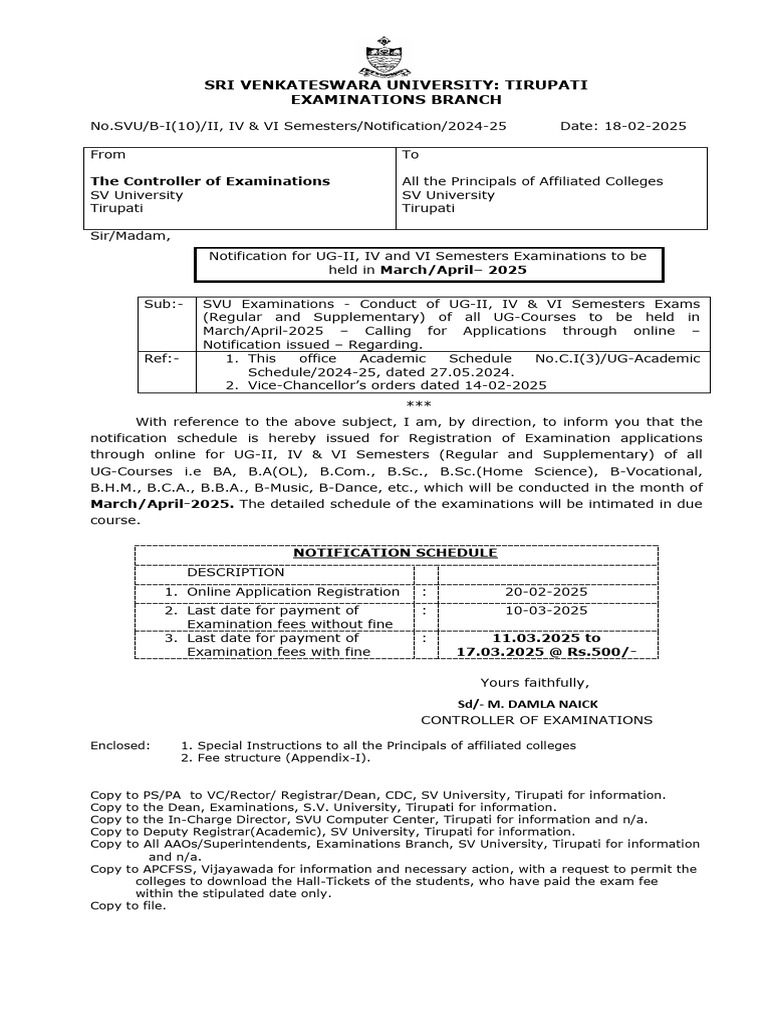 II, IV, Vi Notification - 2024-25 | PDF