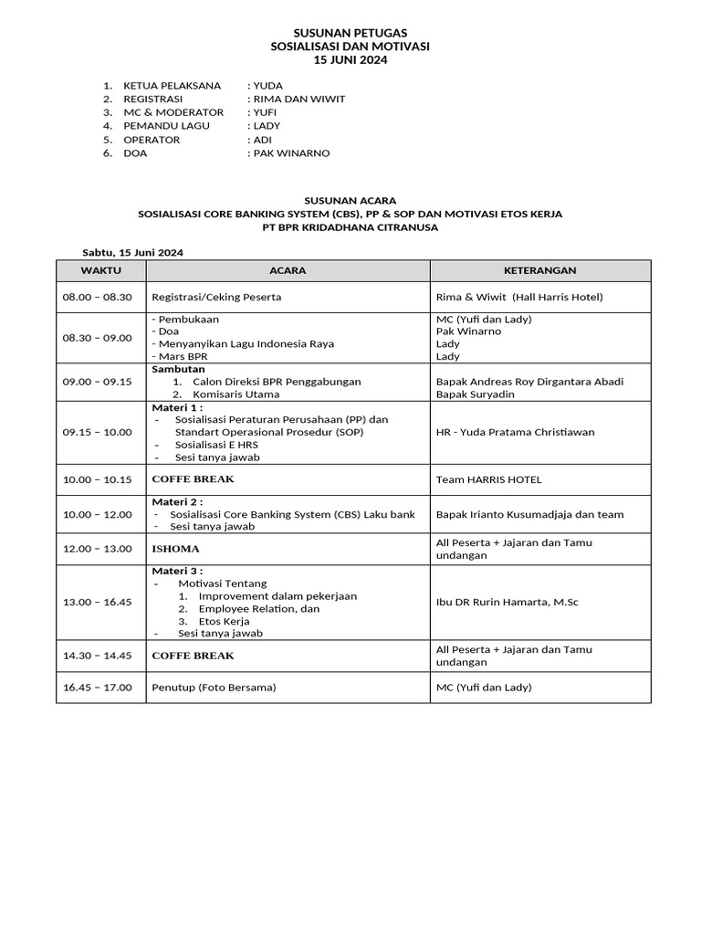 Susunan Petugas | PDF
