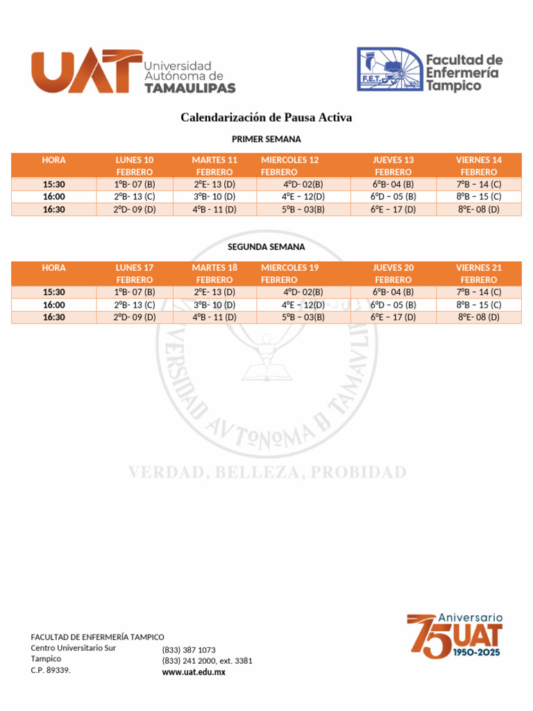 Calendario Pausas Activas 2025 | PDF