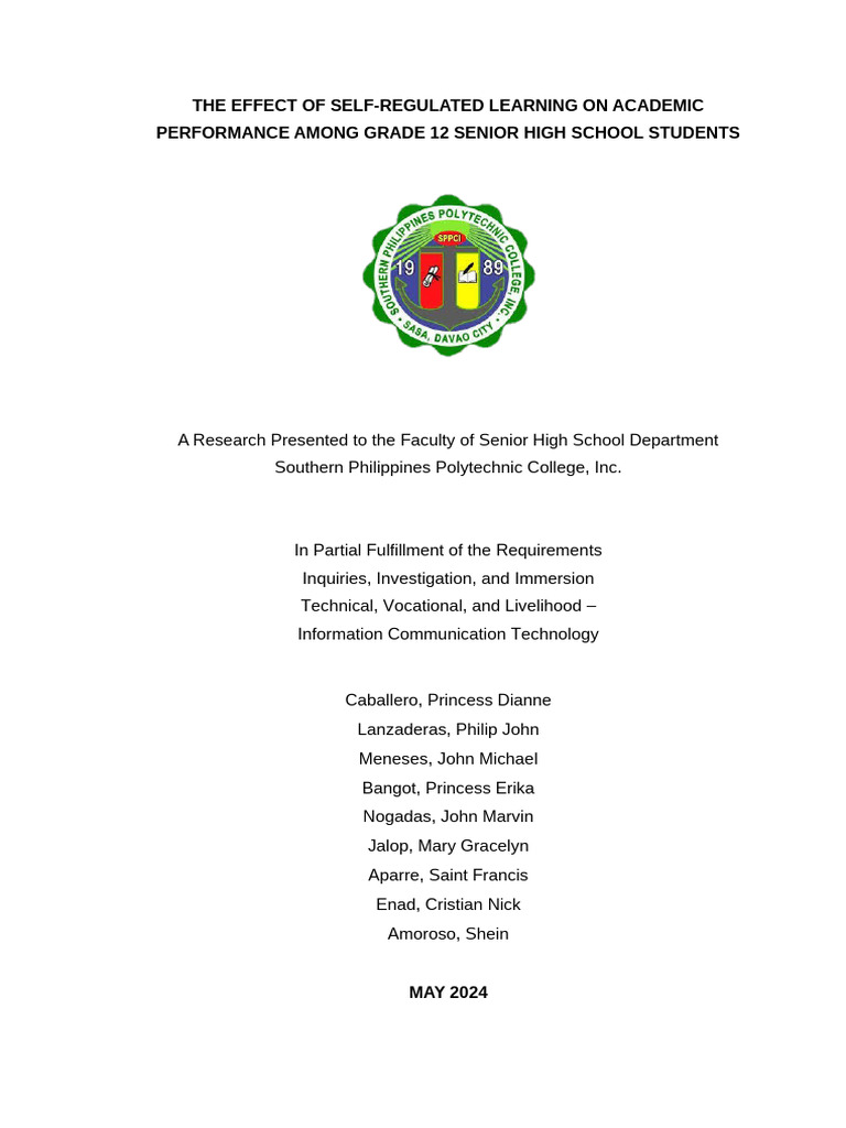 TVL Ict 12 Hope Group4 Research Paper The Effect of Self Regulated ...