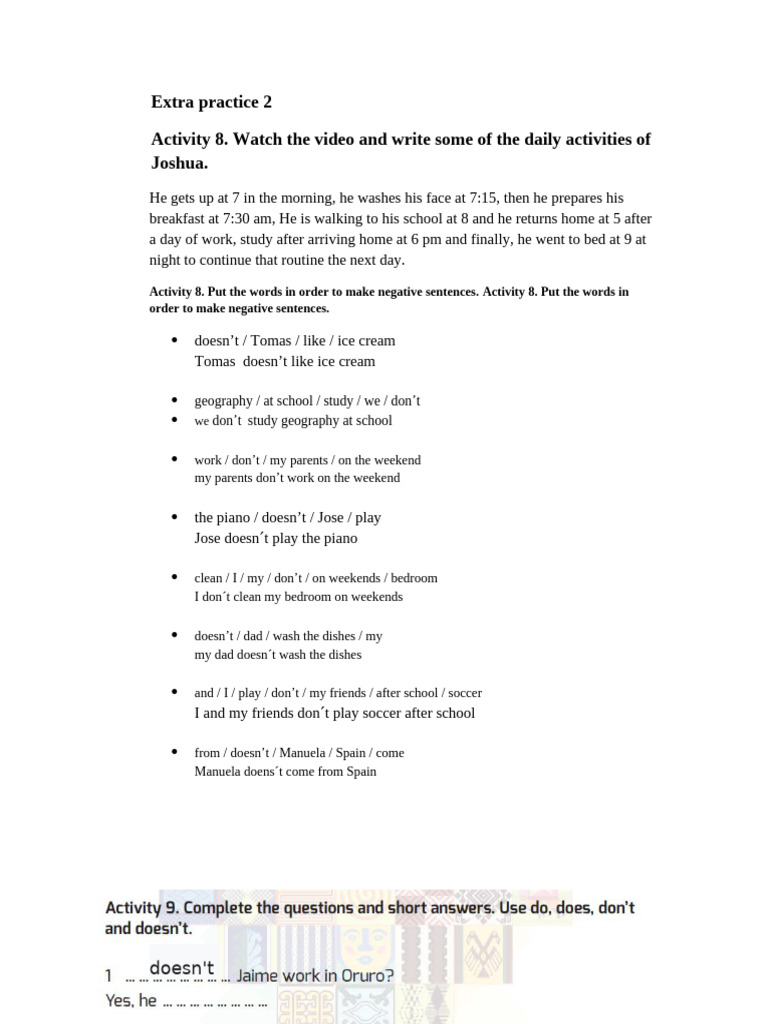 Extra Practice 2 Modulo 2 RUMMY MAMANI PADILLA | PDF