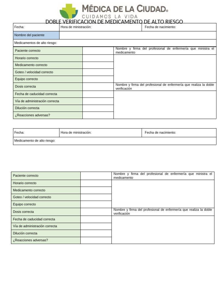Doble Verificación de Medicamentos | PDF