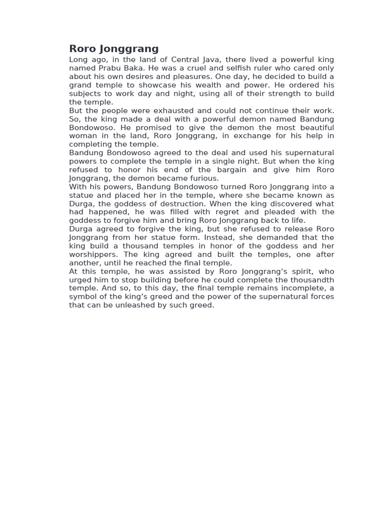 Roro Jonggrang | PDF