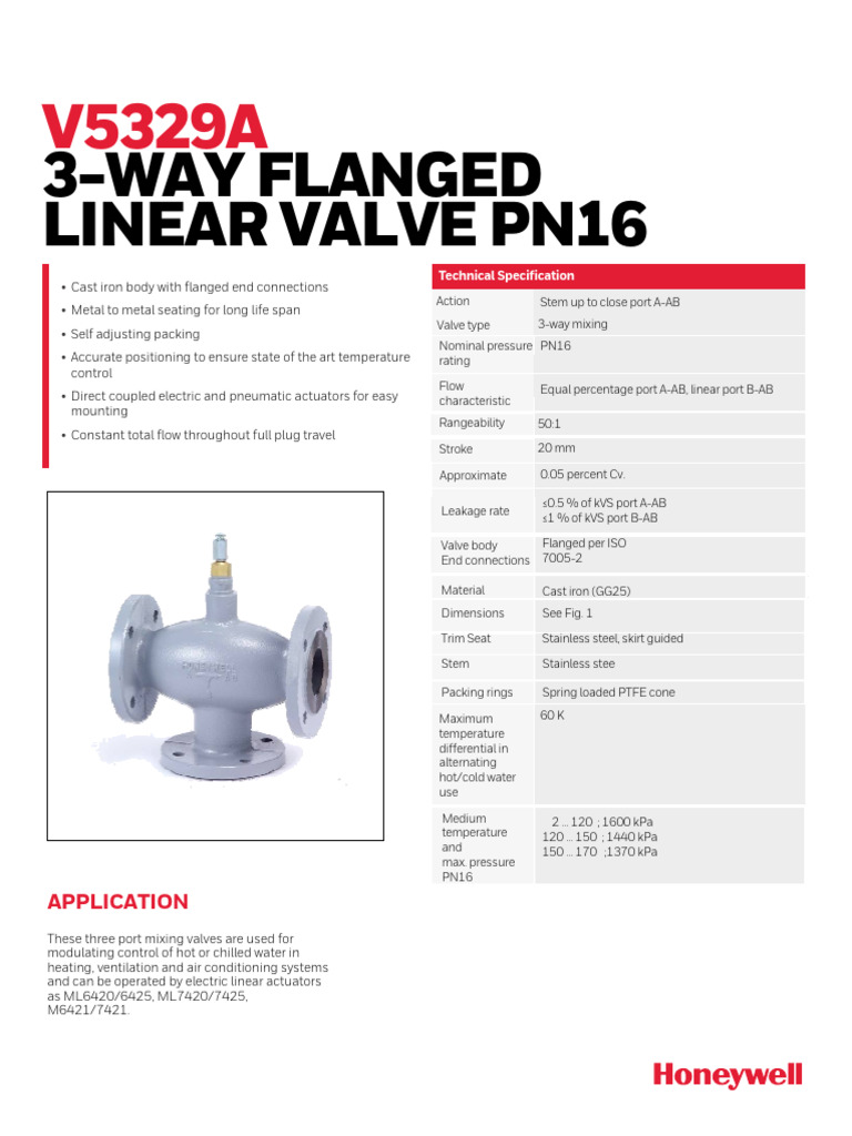 3-Way Flanged Linear Valve PN16 | PDF | Valve | Actuator