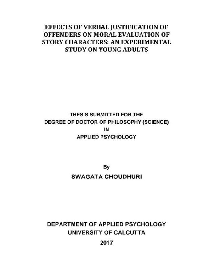 Effects of Verbal Justification of Offenders On Moral Evaluation of ...