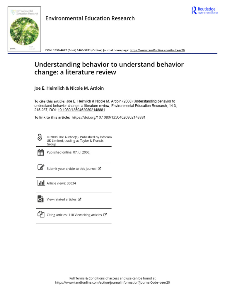 Understanding behavior to understand behavior change a literature review | PDF | Attitude ...