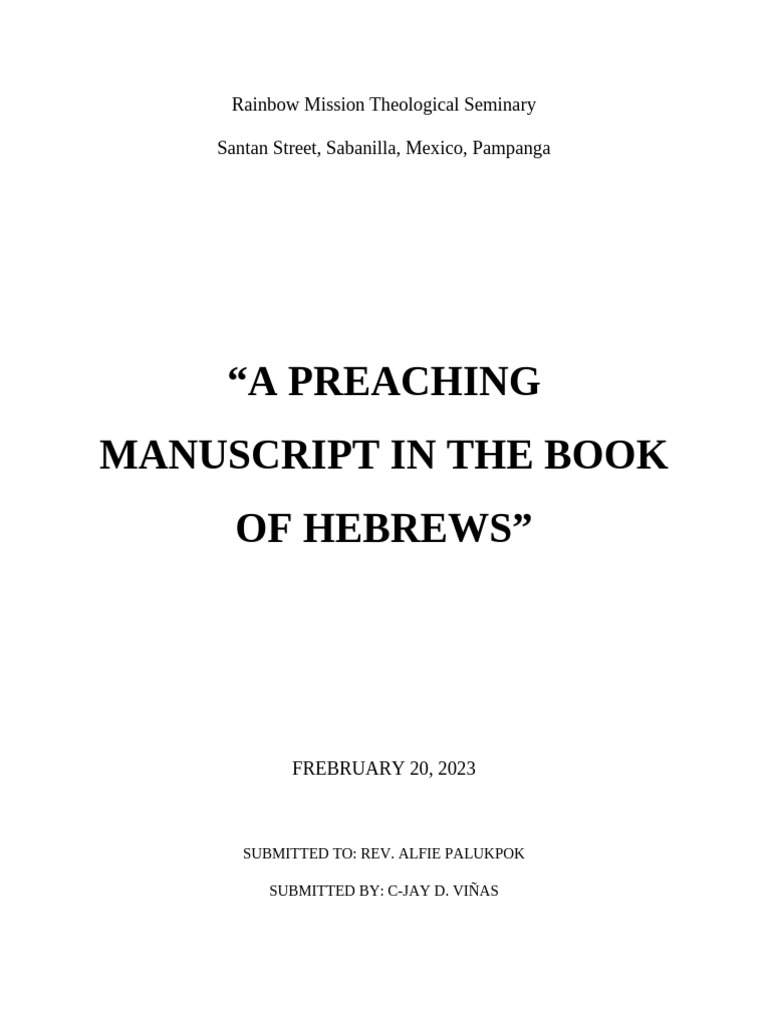 An Outline in The Book of Hebrews | PDF | Jesus | Priest