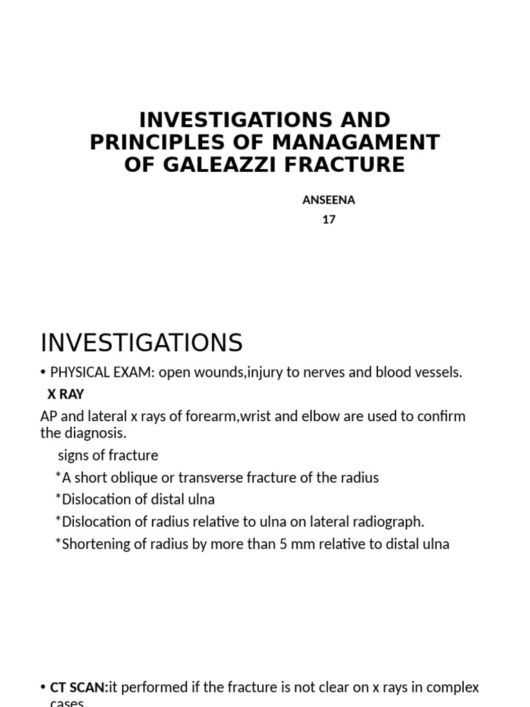 Galeazzi Fracture Management Guide | PDF