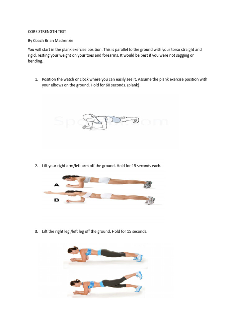 Core Strength Test - 2024 | PDF | Anatomical Terms Of Motion ...