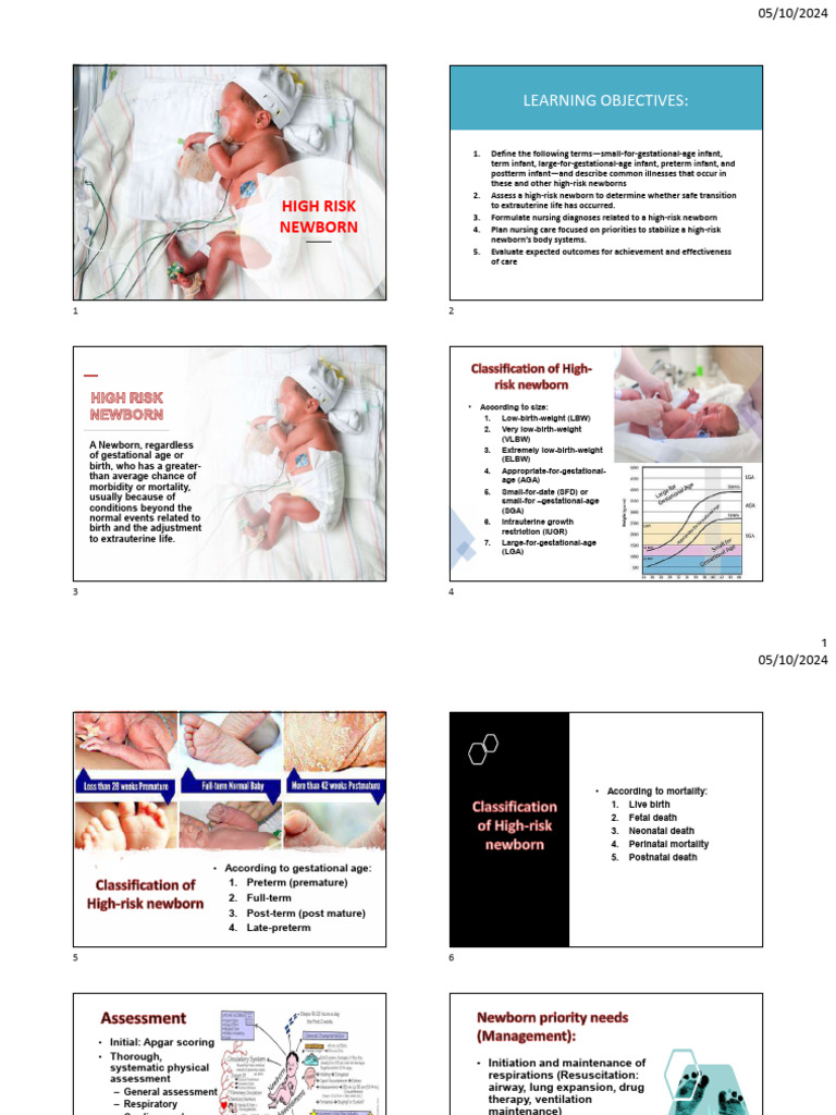 High Risk Newborn Handout | PDF | Low Birth Weight | Preterm Birth