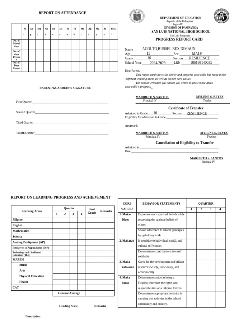 Card 2024-2025 | PDF | Learning