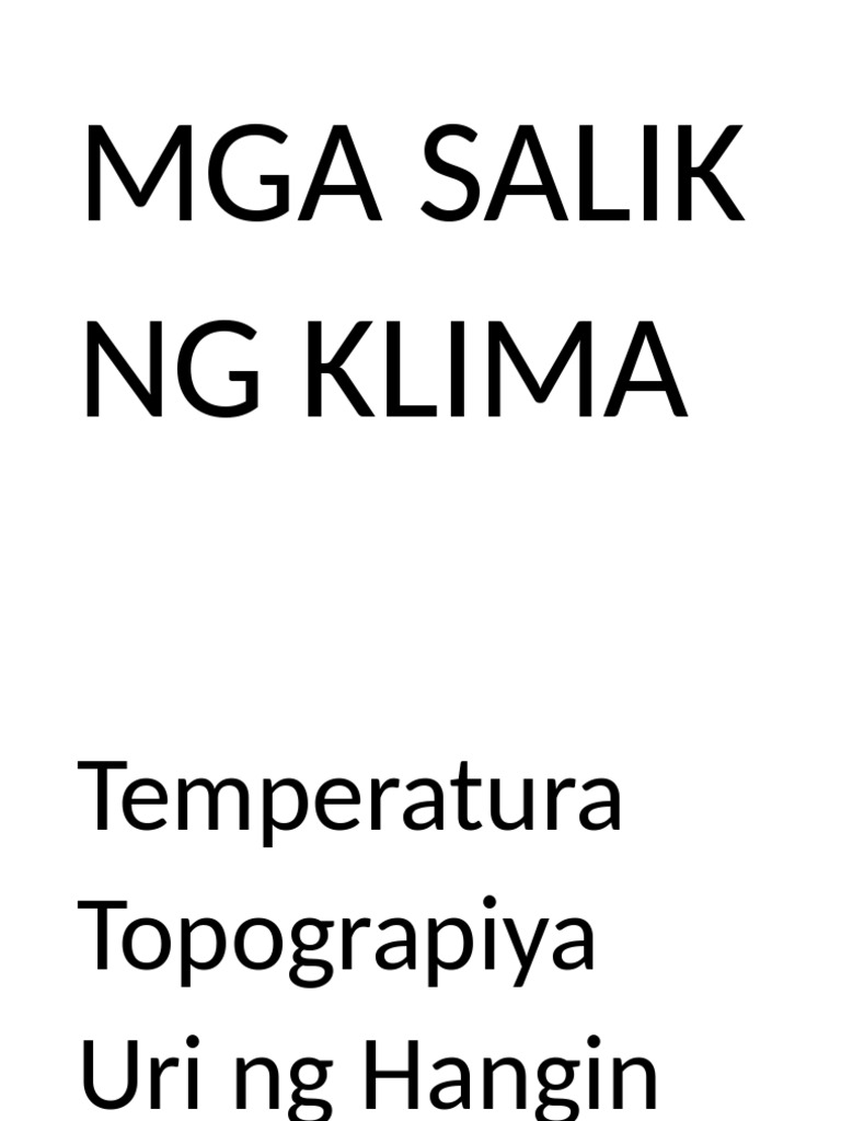 Mga Salik NG Klima | PDF