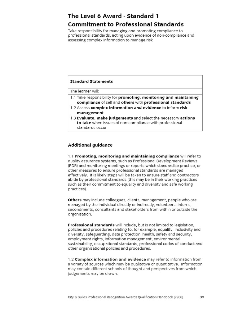 PRA Level 6 Standards Criteria | PDF | Communication | Risk
