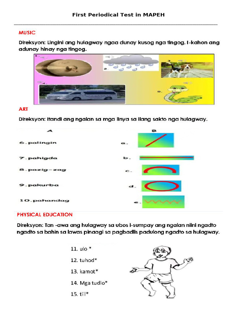 MAPEH First Periodical Test Guide | PDF