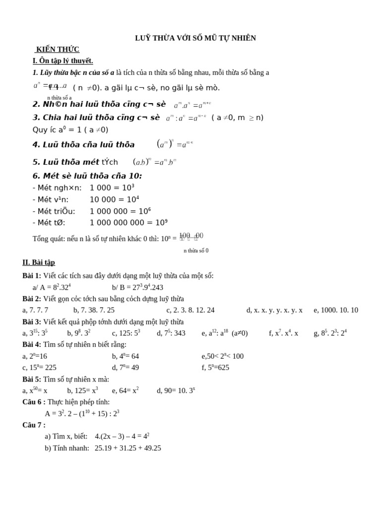 Bai Tap Luy Thua | PDF