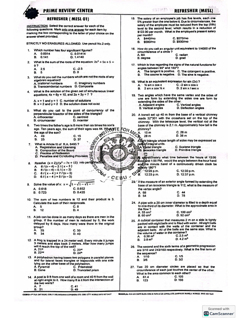 MESL 01 Refresher | PDF