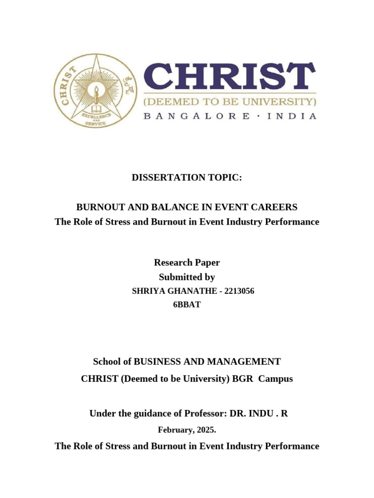 _dissertation Final Draft (3) 2 | PDF | Occupational Burnout | Stress (Biology)