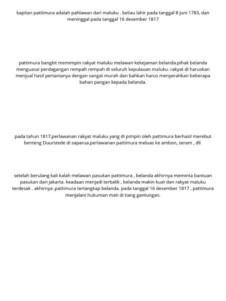 kapitan pattimura adalah pahlawan dari maluku . beliau lahir pada ...
