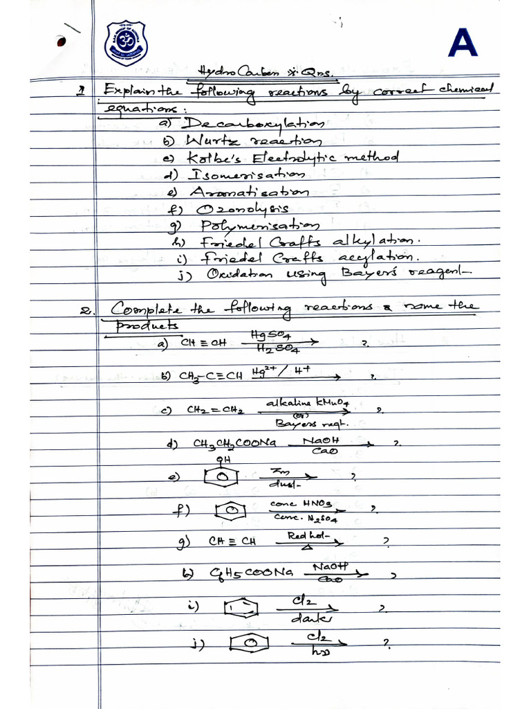 Unit-9 HYDROCARBON QNS | PDF