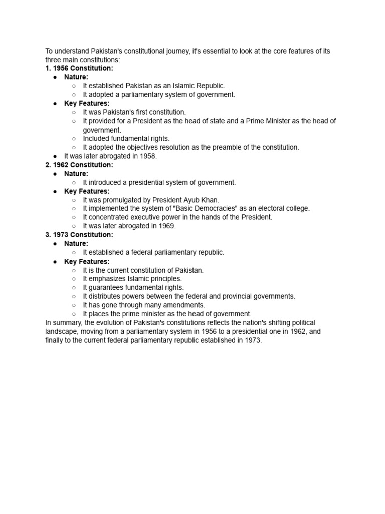 Pakistan's Constitutional Evolution Overview | PDF