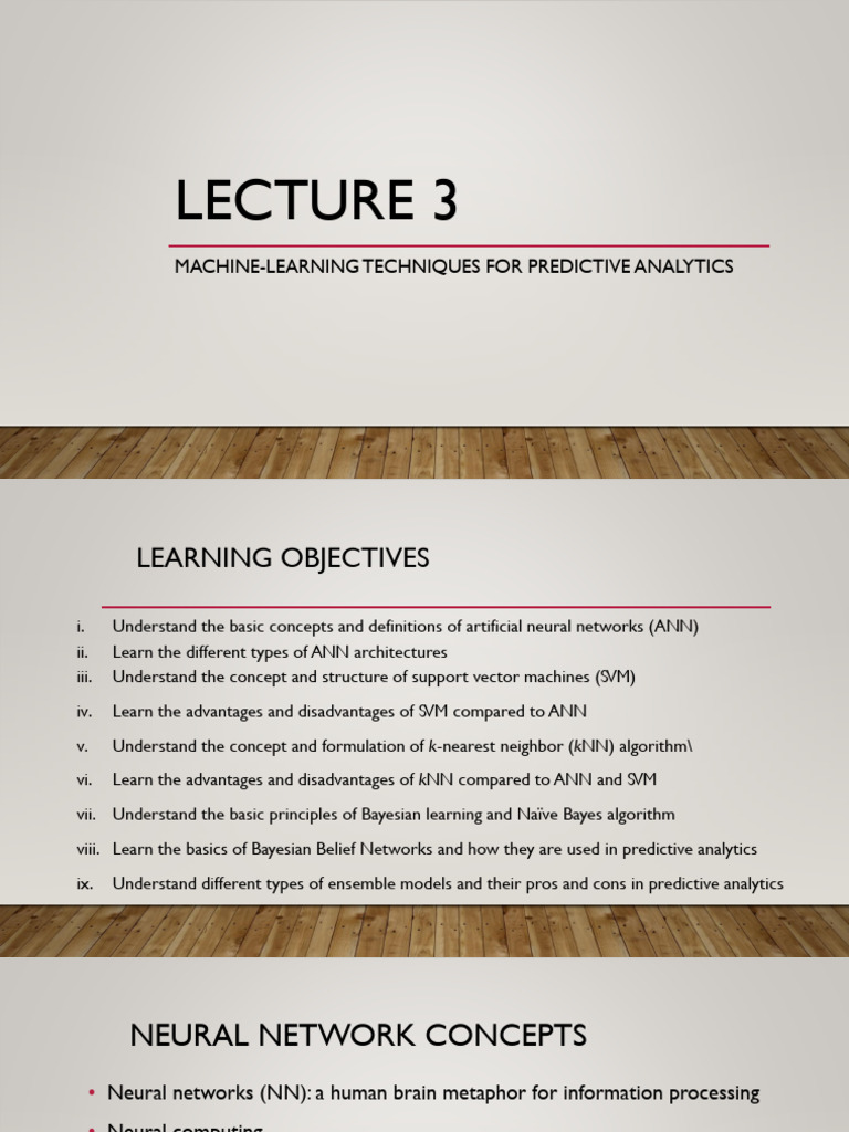 Lecture 3 Machine Learning Techniques For Predictive Analytics | PDF | Support Vector Machine ...