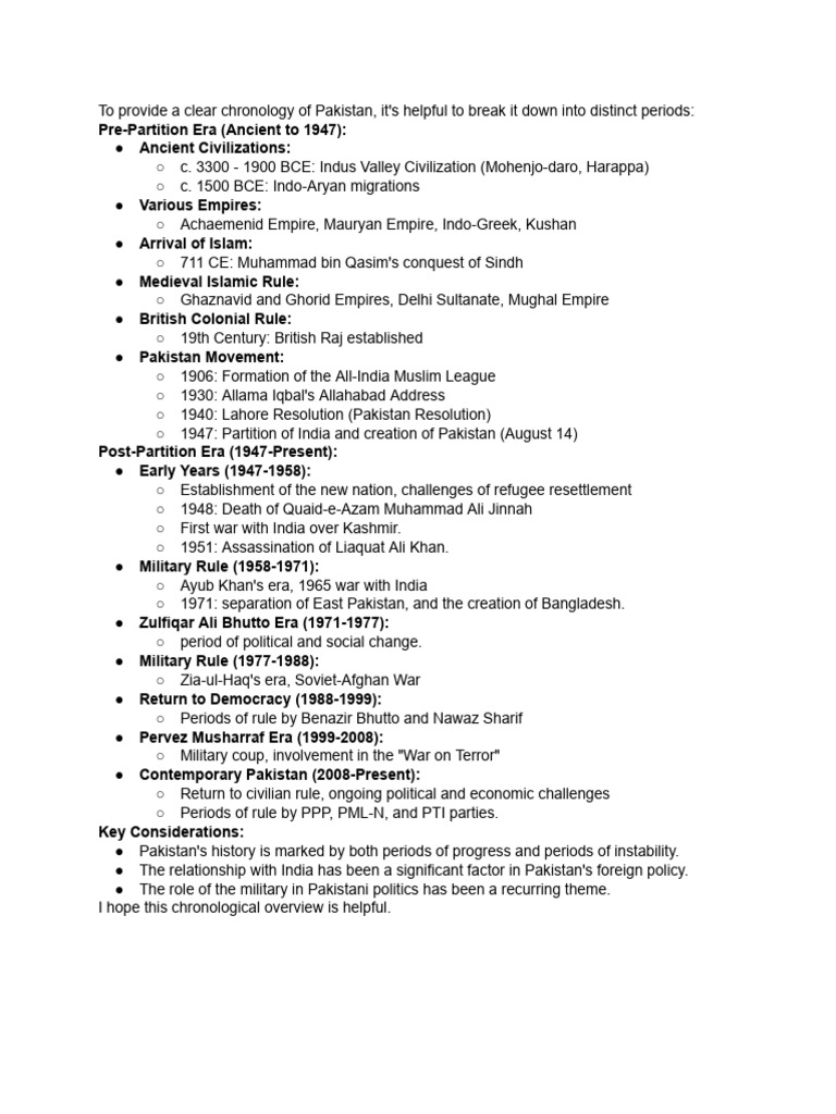 Chronology Of Pakistan Sequence Wise Pdf