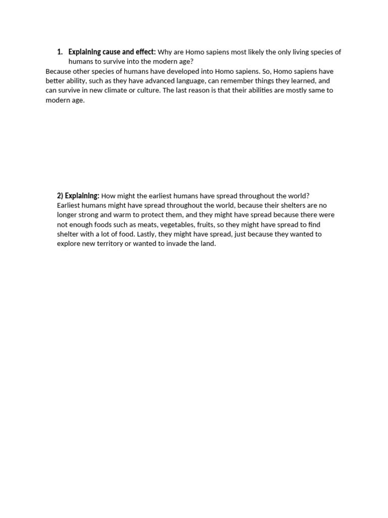 L1 Early Humans Reading Qs | PDF