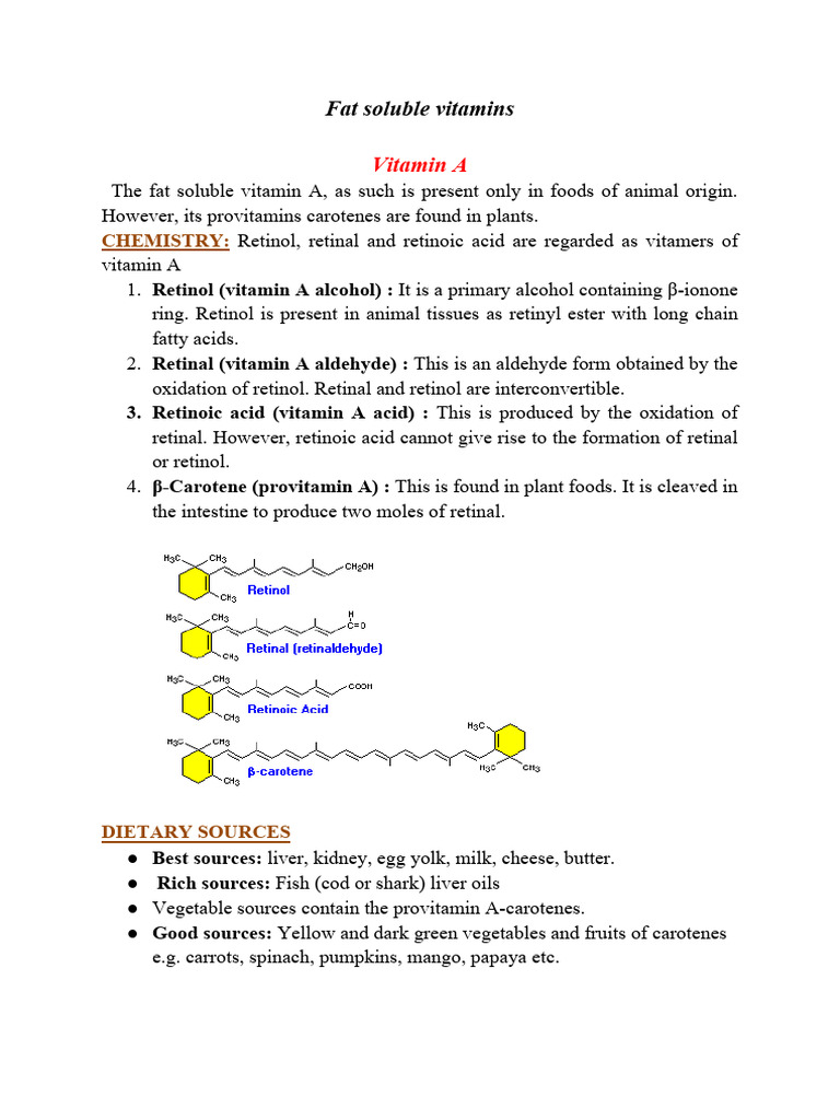 Fat Soluble Vitamins | PDF | Vitamin A | Vitamin D