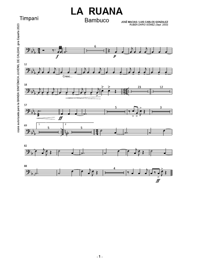 La Ruana - Timpani | PDF