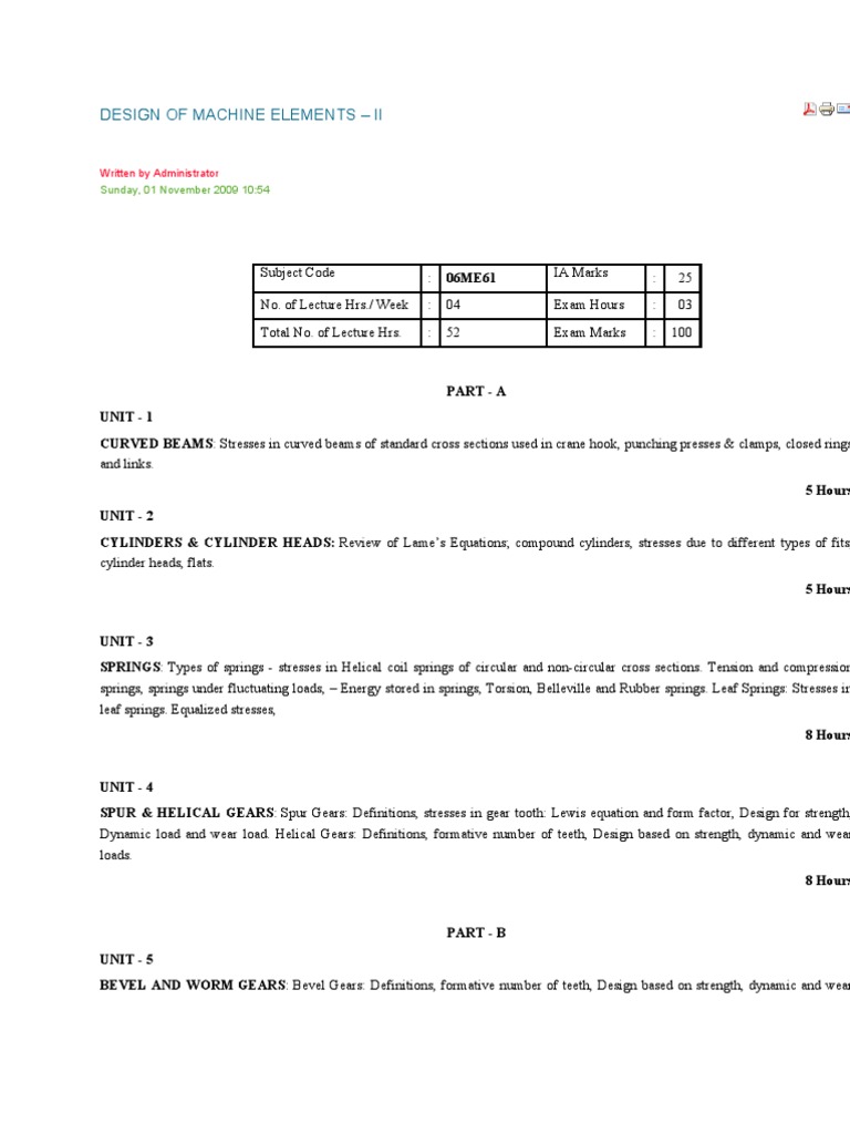 Design of Machine Elements | PDF | Gear | Matrix (Mathematics)