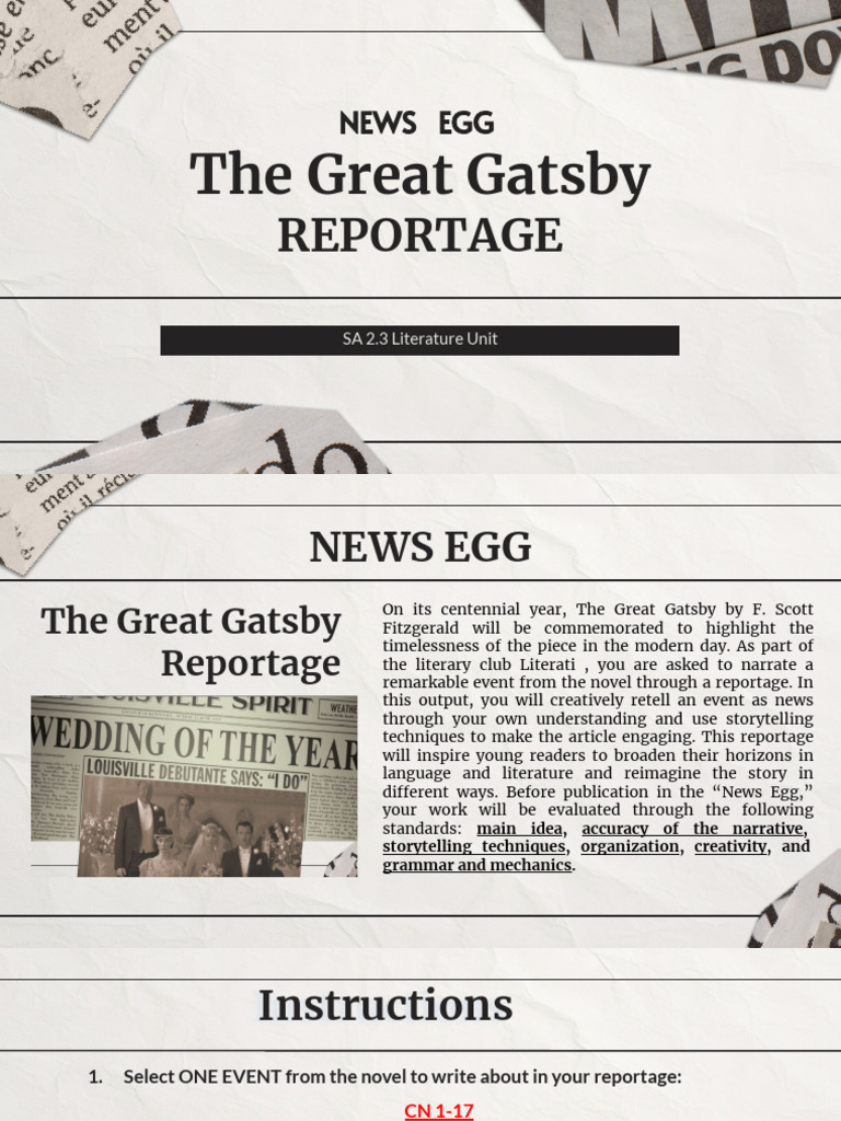 SA 2.3 The Great Gatsby Reportage | PDF | The Great Gatsby | Human ...