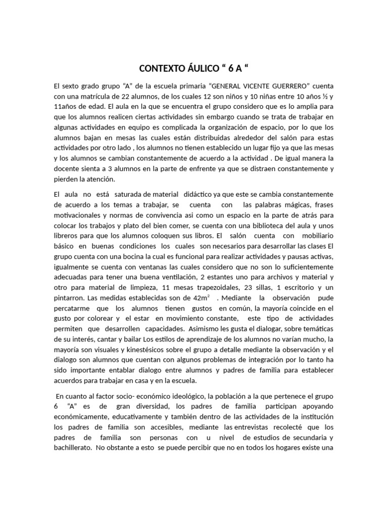 Contexto Áulico | PDF | Salón de clases | Aprendizaje