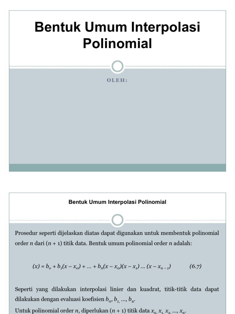 Jenis dan Contoh Interpolasi Polinomial | PDF