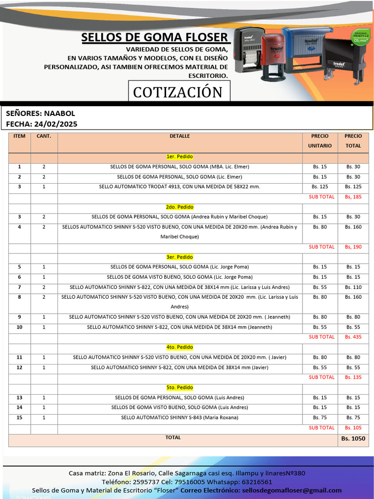 Sellos de Goma Personalizados Floser | PDF