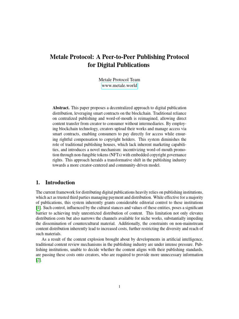 Metale_Protocol_Whitepaper_EN | PDF | Cryptocurrency | Copyright Infringement