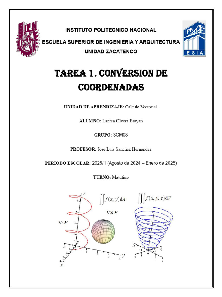 Tarea 1 - Conversion de Coordenadas - Lanten Olvera Brayan - 3CM8 | PDF