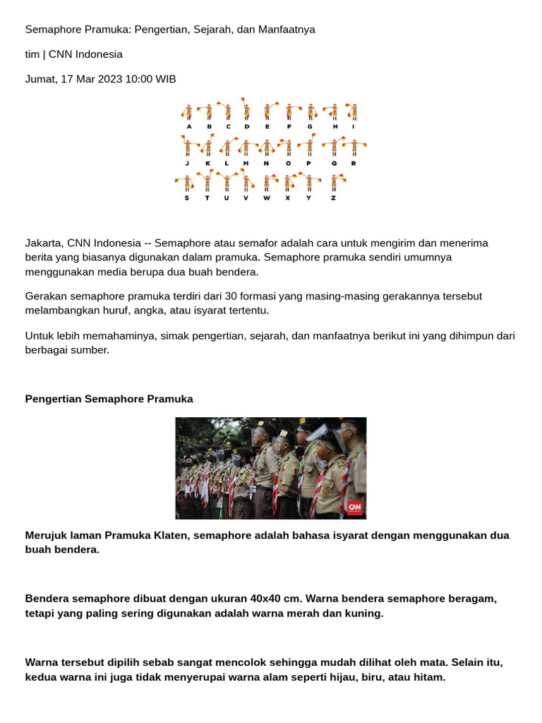 Pengertian dan Manfaat Semaphore Pramuka | PDF