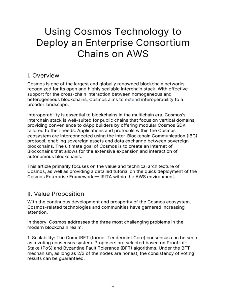 Using Cosmos Technology To Deploy An Enterprise Consortium Chains On ...