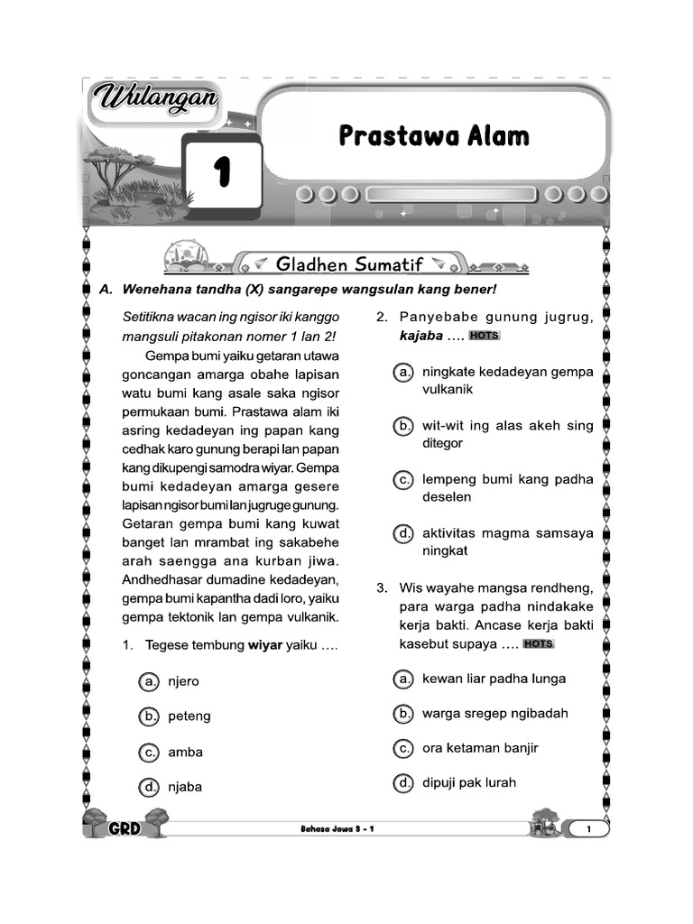 01 - Bahasa Jawa 3 SD Merdeka - Wulangan 1 | PDF