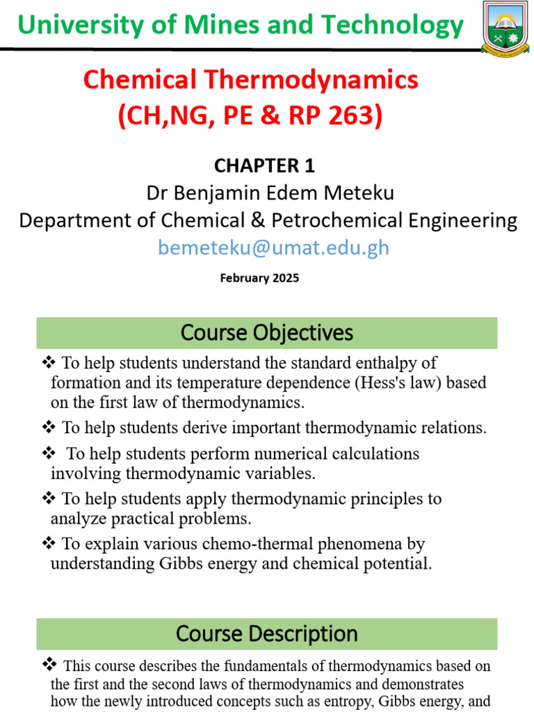 Chemical Thermodynamics Course Overview | PDF | Physical Phenomena ...