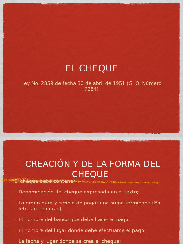Ley de Cheques: Requisitos y Proceso | PDF | Cheque | Estatuto de ...