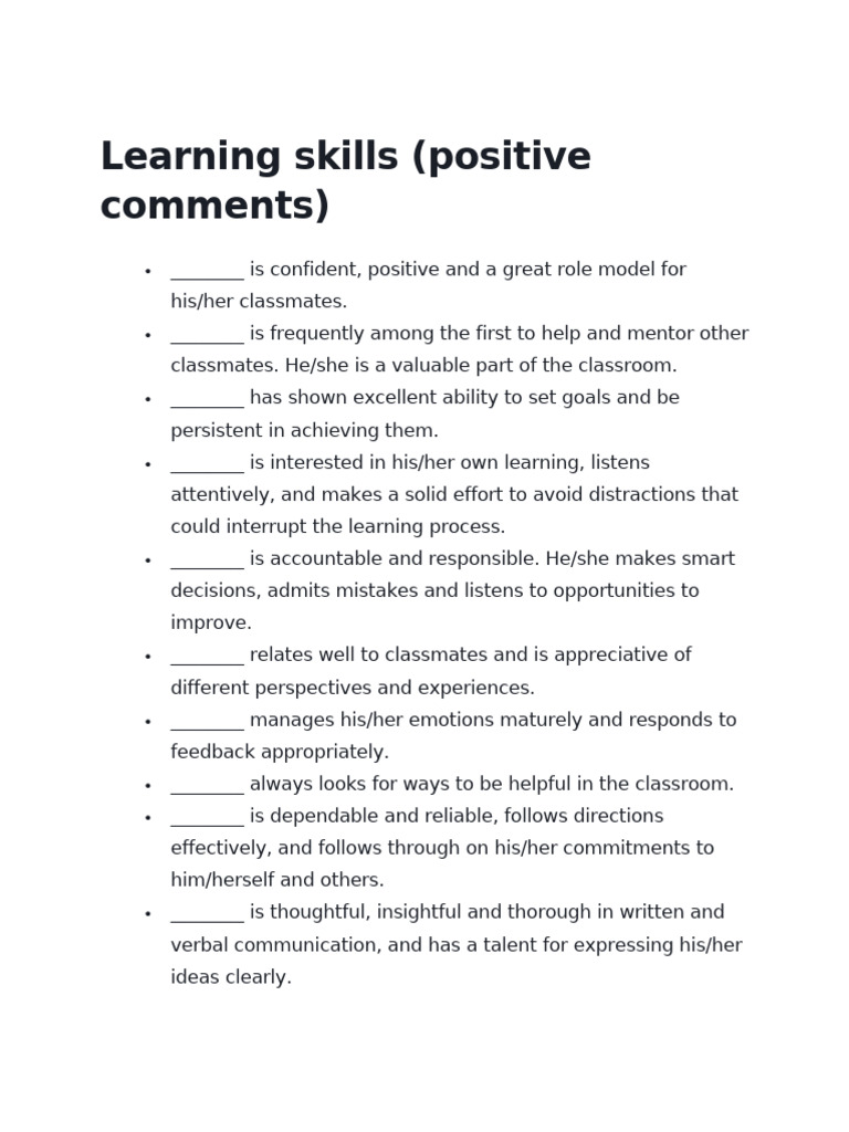 Student Learning Skills Assessment | PDF | Reading Comprehension ...