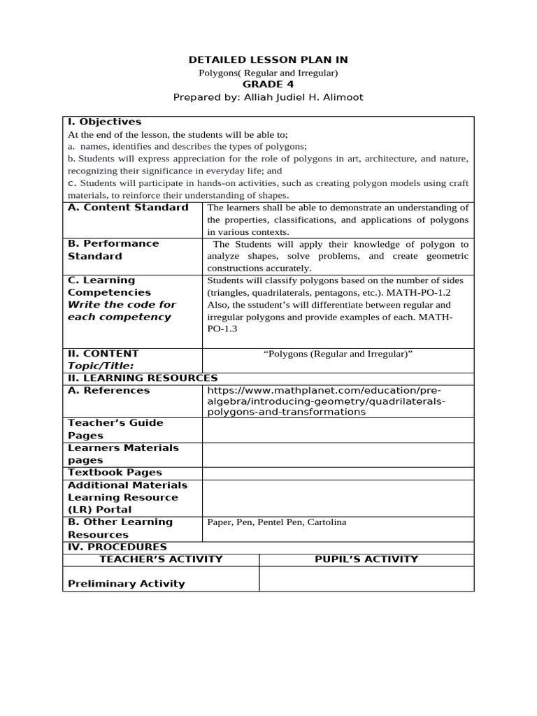 MATH LP- ALLIAH FINAL | PDF | Polygon | Geometry