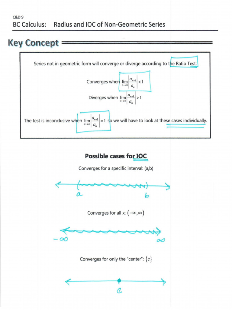 C&D 9 KEY Notes - Radius and IOC of Non-Geom Series | PDF