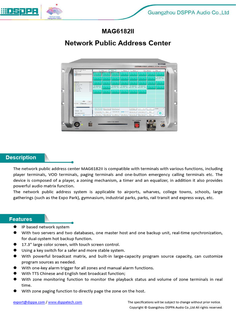 A3 IP Network Public Address Center - MAG6182II | PDF | Computer ...