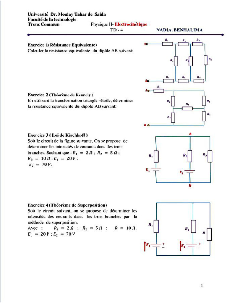 Exercices Sur Électricité (Les Méthodes de Calcul) | PDF