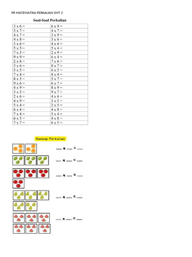 PR Matematika Perkalian SMT 2 | PDF