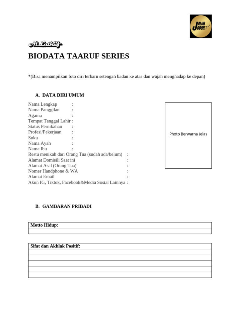 Template Biodata Taaruf Series | PDF