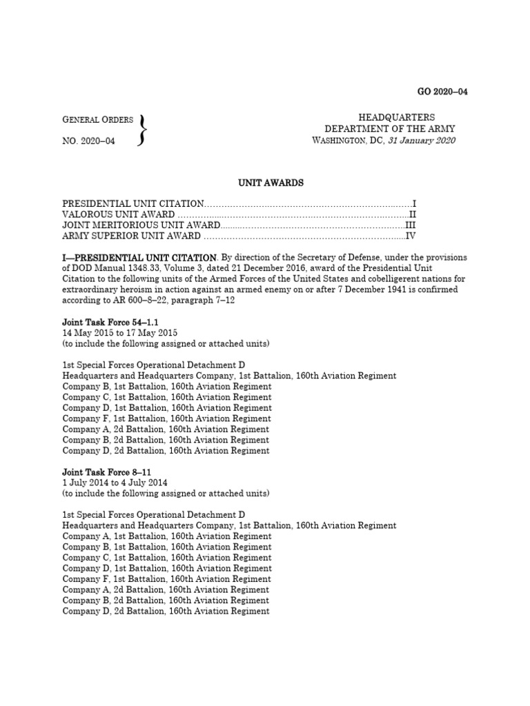 Joint Meritorious Unit Award Details | PDF | Battalion | Regiment
